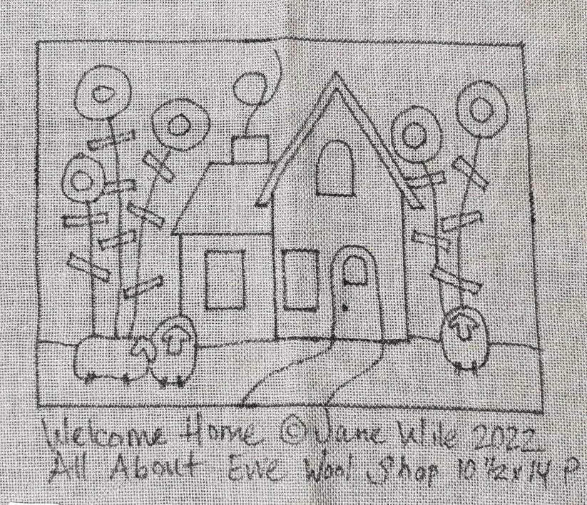 WELCOME HOME Pattern on Linen – All About Ewe Wool Shop
